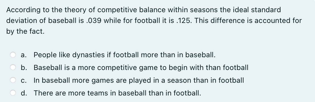 Solved According to the theory of competitive balance within | Chegg.com