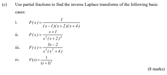 Solved Use partial fractions to find the inverse Laplace | Chegg.com