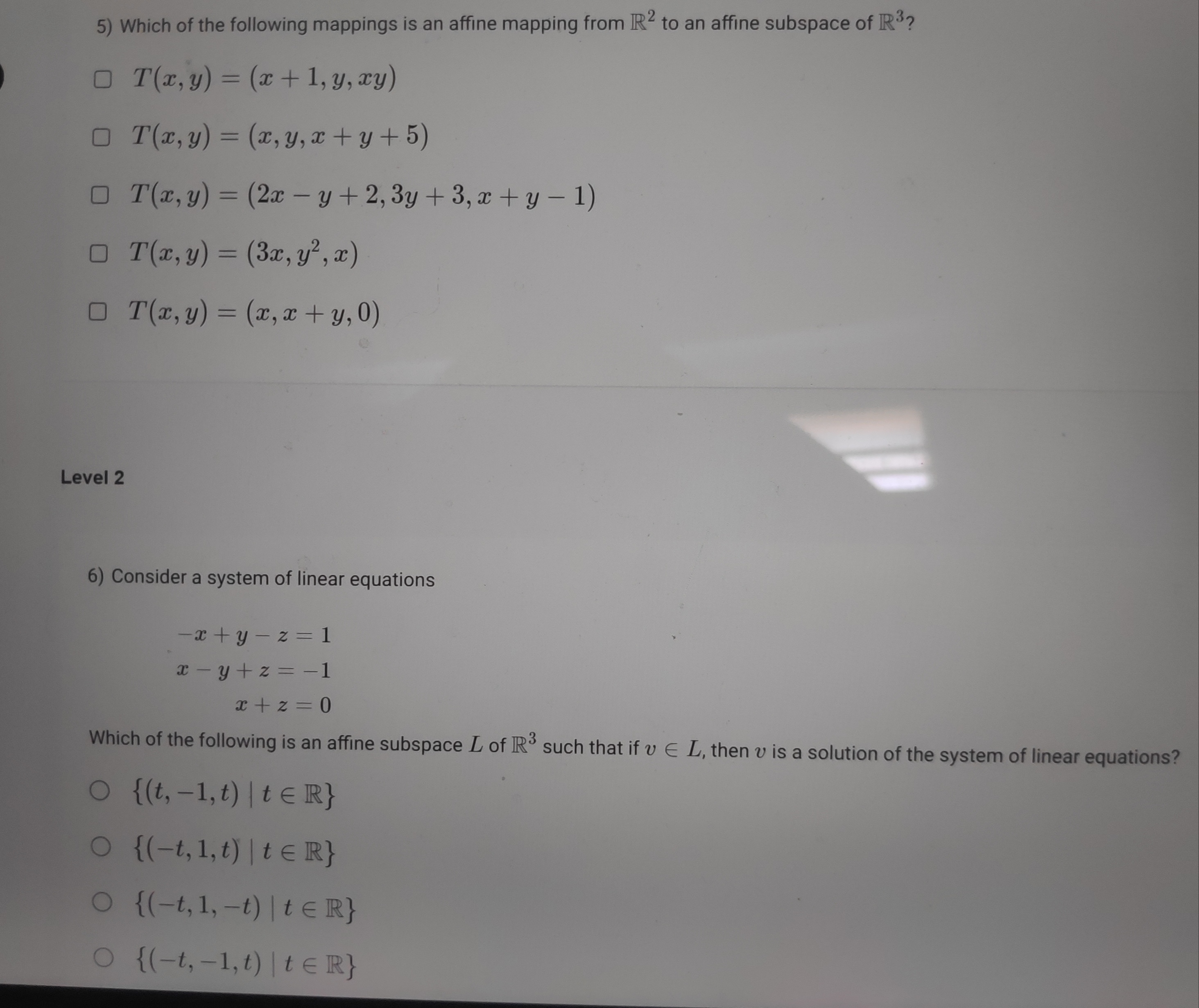 Solved Which of the following mappings is an affine mapping | Chegg.com