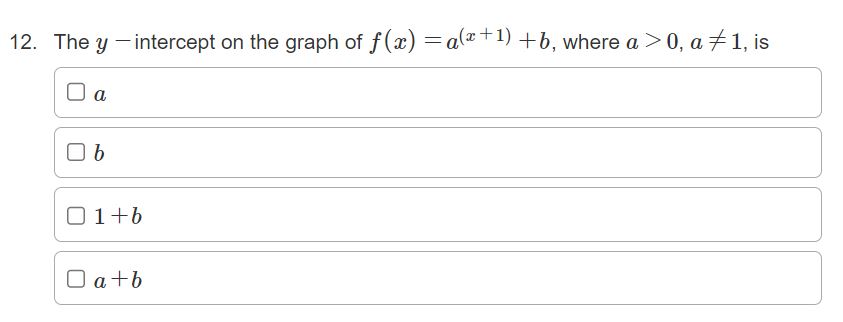 Solved The y-intercept on the graph of f(x)=a(x+1)+b, ﻿where | Chegg.com