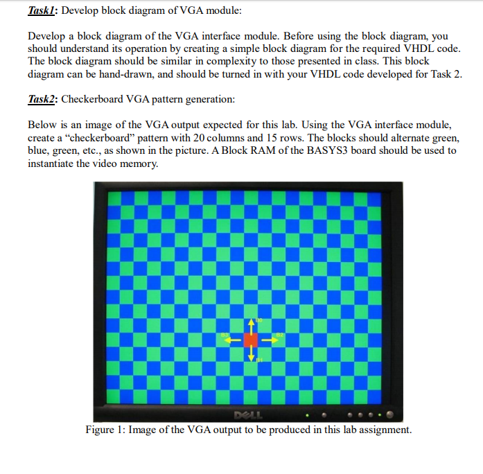 Taskl: Develop block diagram of VGA module: Develop a | Chegg.com