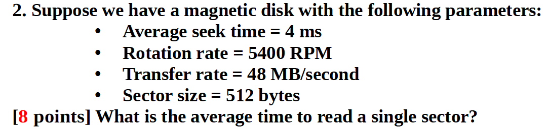 Solved Suppose we have a magnetic disk with the following | Chegg.com