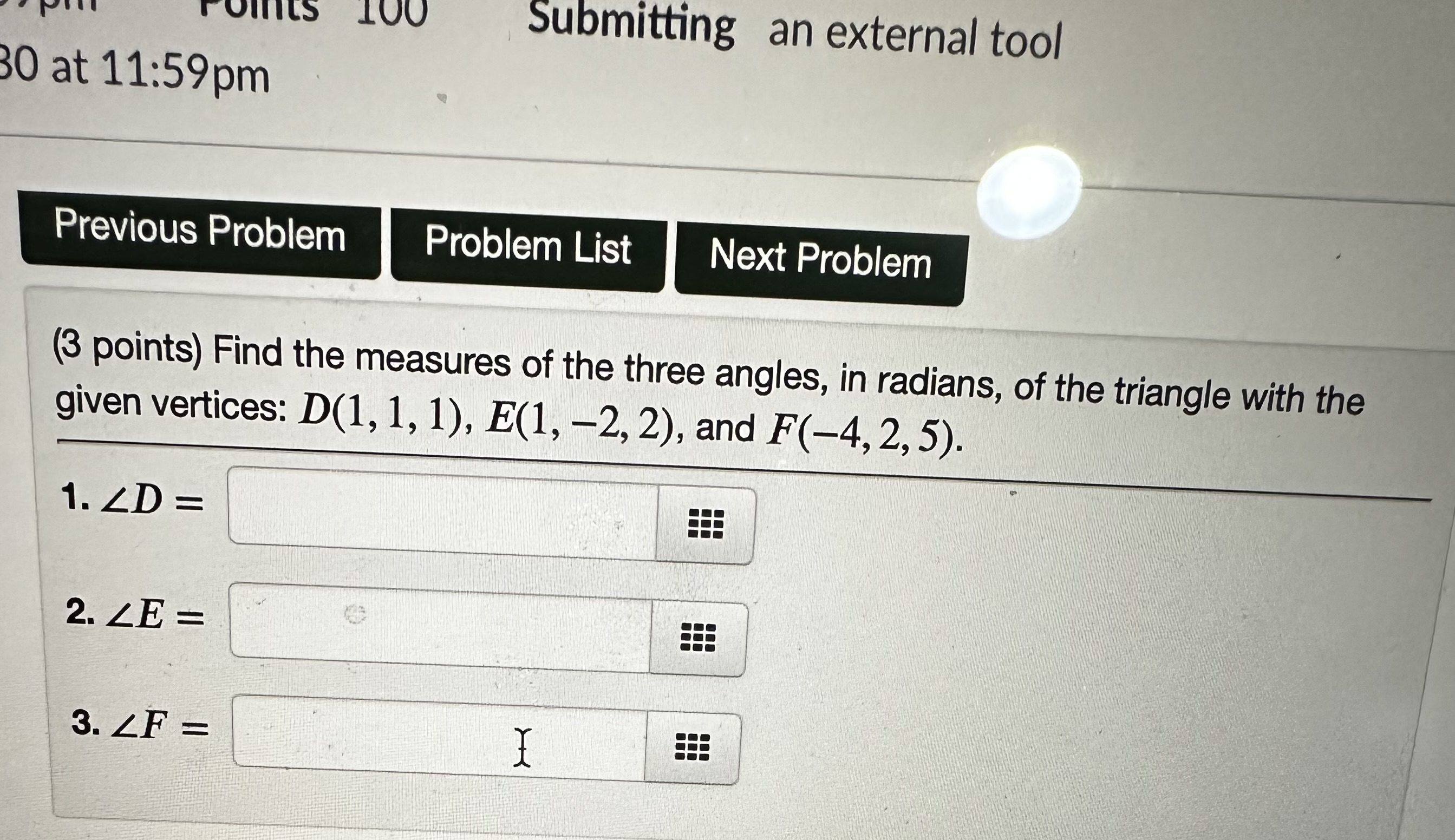 Solved ( 3 ﻿points) ﻿Find the measures of the three angles, | Chegg.com