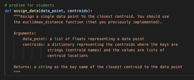Solved Step 2: Assigning data points to closest | Chegg.com