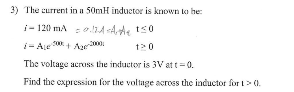 Solved 3) The current in a 50mH inductor is known to be: | Chegg.com