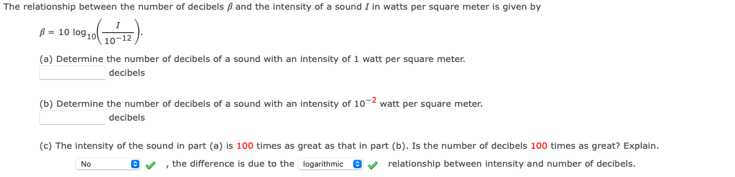 Solved The relationship between the number of decibels β and | Chegg.com