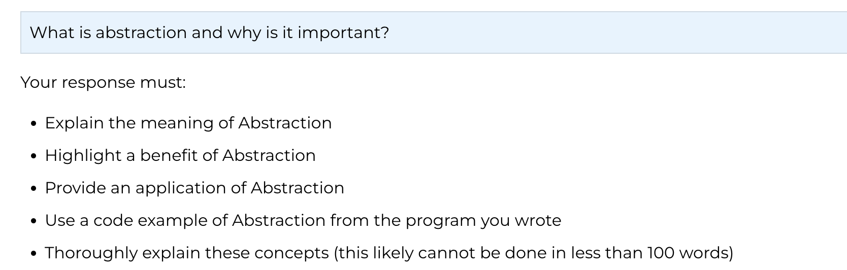 Solved What is abstraction and why is it important?Your | Chegg.com