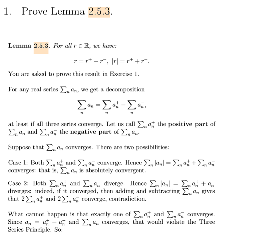Solved 1. Prove Lemma 2.5.3. Lemma 2.5.3. For all r ER, we | Chegg.com