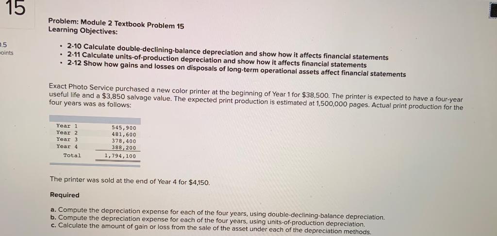 Solved 15 Problem: Module 2 Textbook Problem 15 Learning | Chegg.com