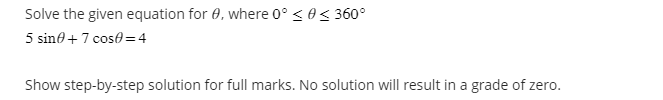 Solved Solve the given equation for \\( \\theta \\), where | Chegg.com