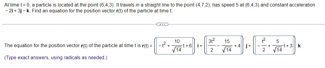 Solved At time t=0, a particle is located at the point | Chegg.com