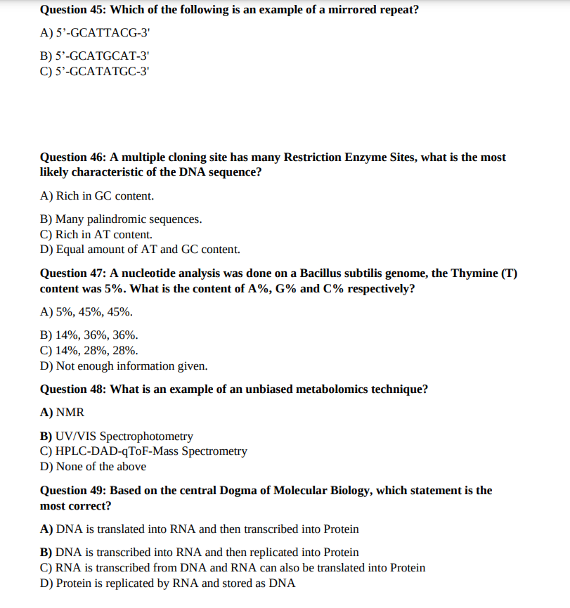 Solved Question 45: Which of the following is an example of | Chegg.com