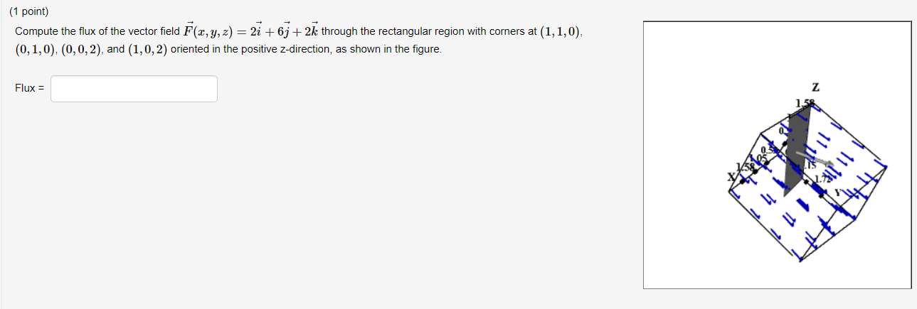 Solved (1 point) Compute the flux of the vector field | Chegg.com