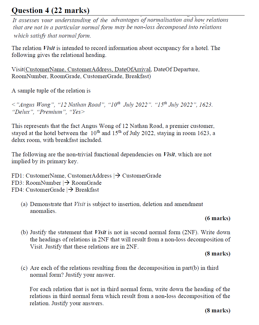 Solved Question 4 22 Marks It Assesses Vour Understanding