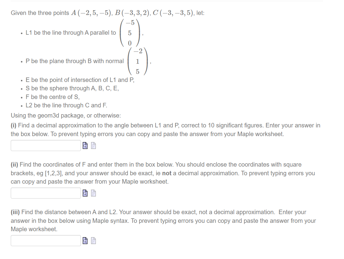 Given the three points | Chegg.com