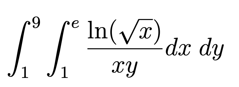 Solved -9 oe In(VX) dx dy J1 J1 XY $S | Chegg.com