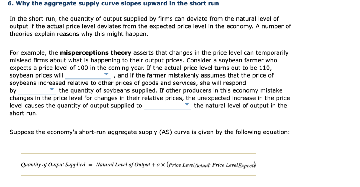 In the short run, the quantity of output supplied by | Chegg.com