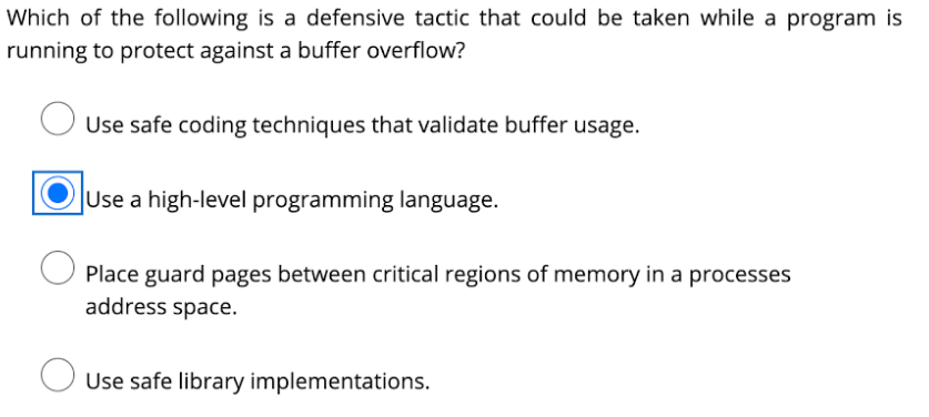 Solved Which of the following is a defensive tactic that | Chegg.com
