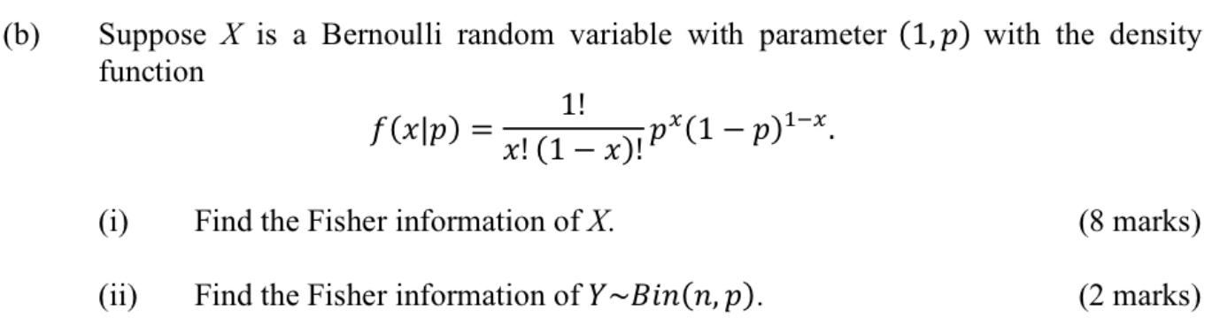 Solved Suppose X is a Bernoulli random variable with | Chegg.com