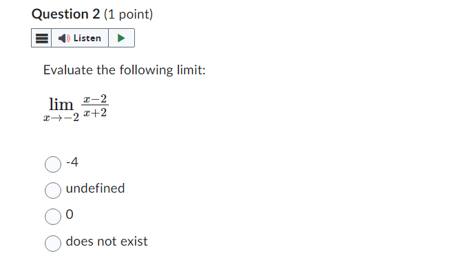 Solved Evaluate the following limit: limx→−2x+2x−2 −4 | Chegg.com