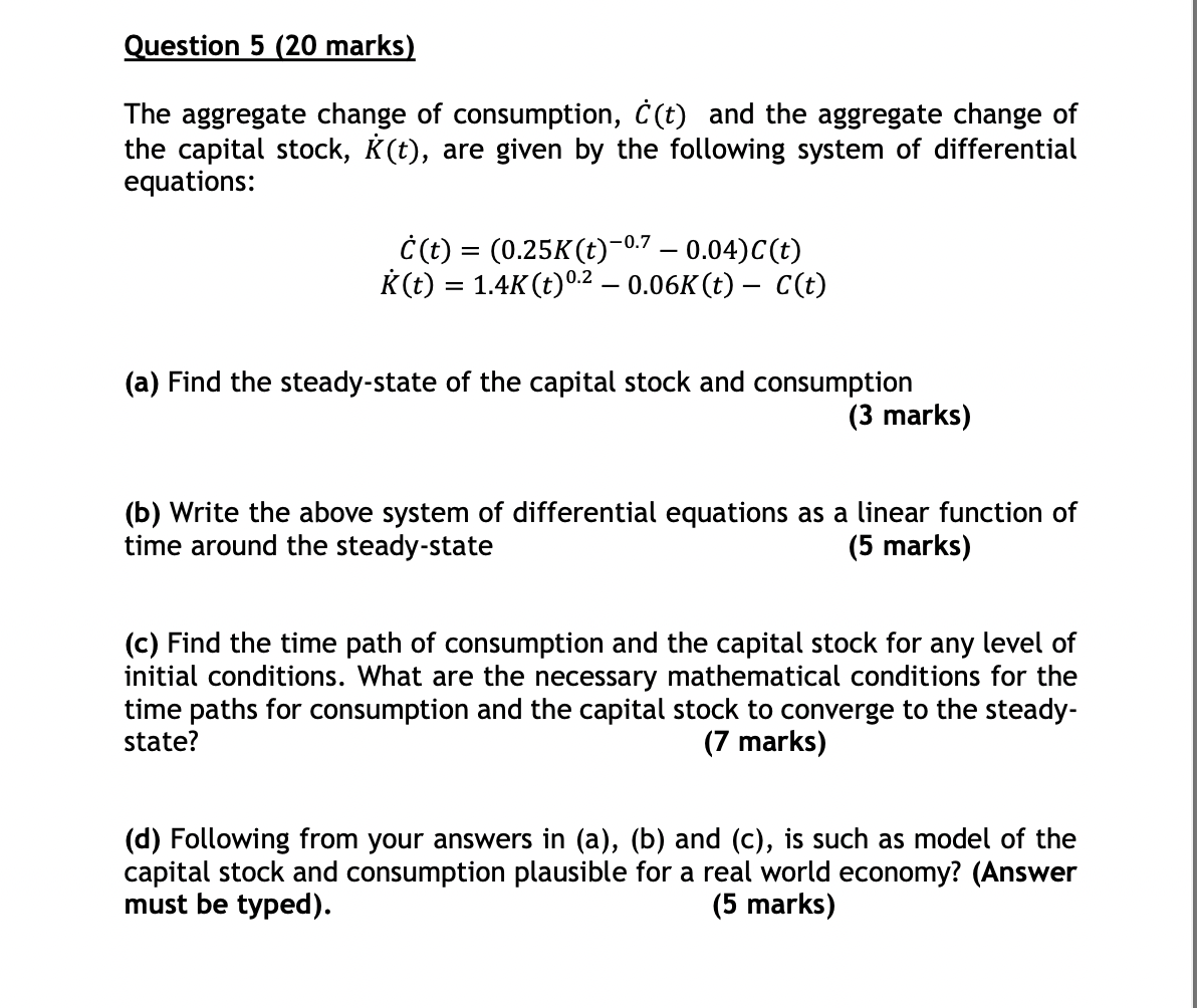 Solved Question 5 (20 marks) The aggregate change of | Chegg.com