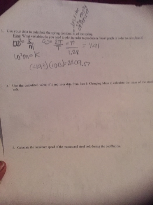 Solved Number of oscillations: Object 50 g Mass 100 g Mass | Chegg.com