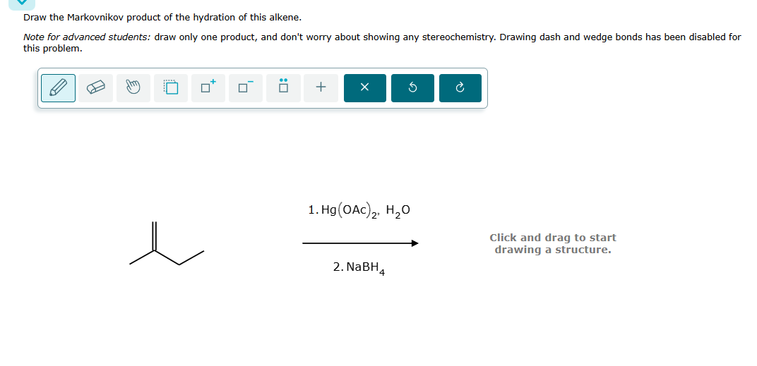 Solved Draw the Markovnikov product of ﻿the hydration of | Chegg.com