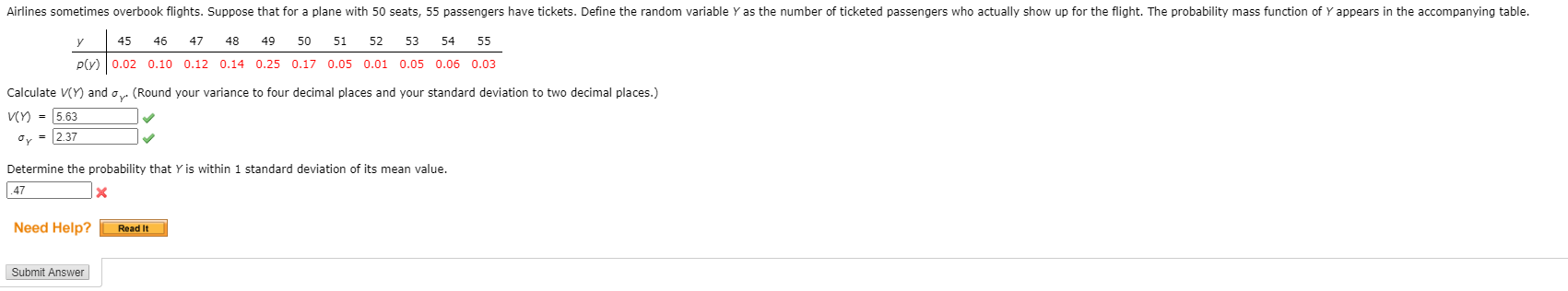 Solved Determine the probability that Y is within 1 standard | Chegg.com