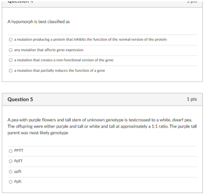 Solved A hypomorph is best classified as a mutation | Chegg.com