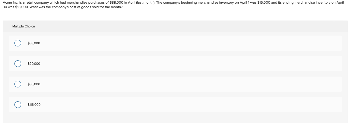 Solved Acme Inc. is a retail company which had merchandise | Chegg.com
