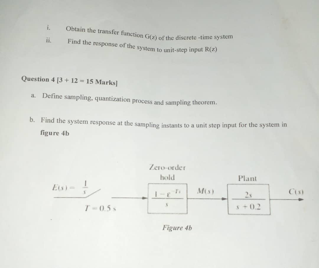Solved i. Obtain the transfer function G(z) of the discrete | Chegg.com