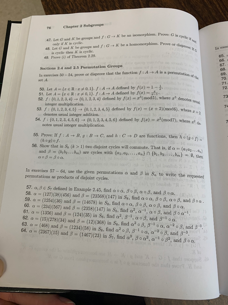 Solved 76 Chapter 2 Subgroups Gis cyclic or disprove: 47. | Chegg.com