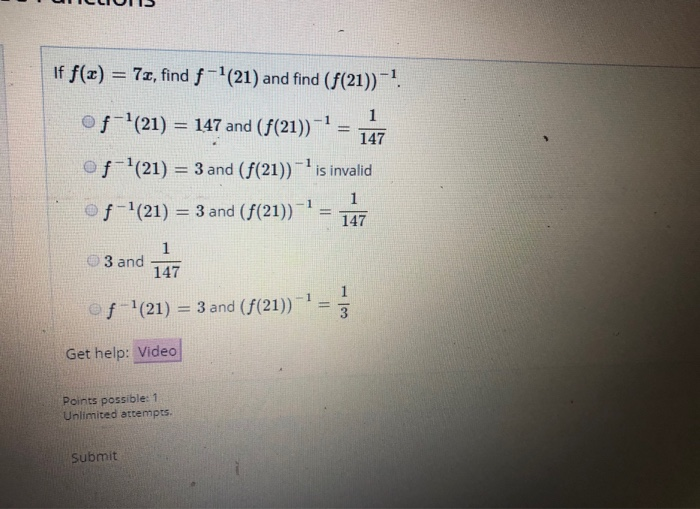 Solved Assume that the function f is a one-to-one function. | Chegg.com