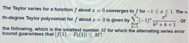 Solved 72 The Taylor series for a function f about 3 = 0 | Chegg.com