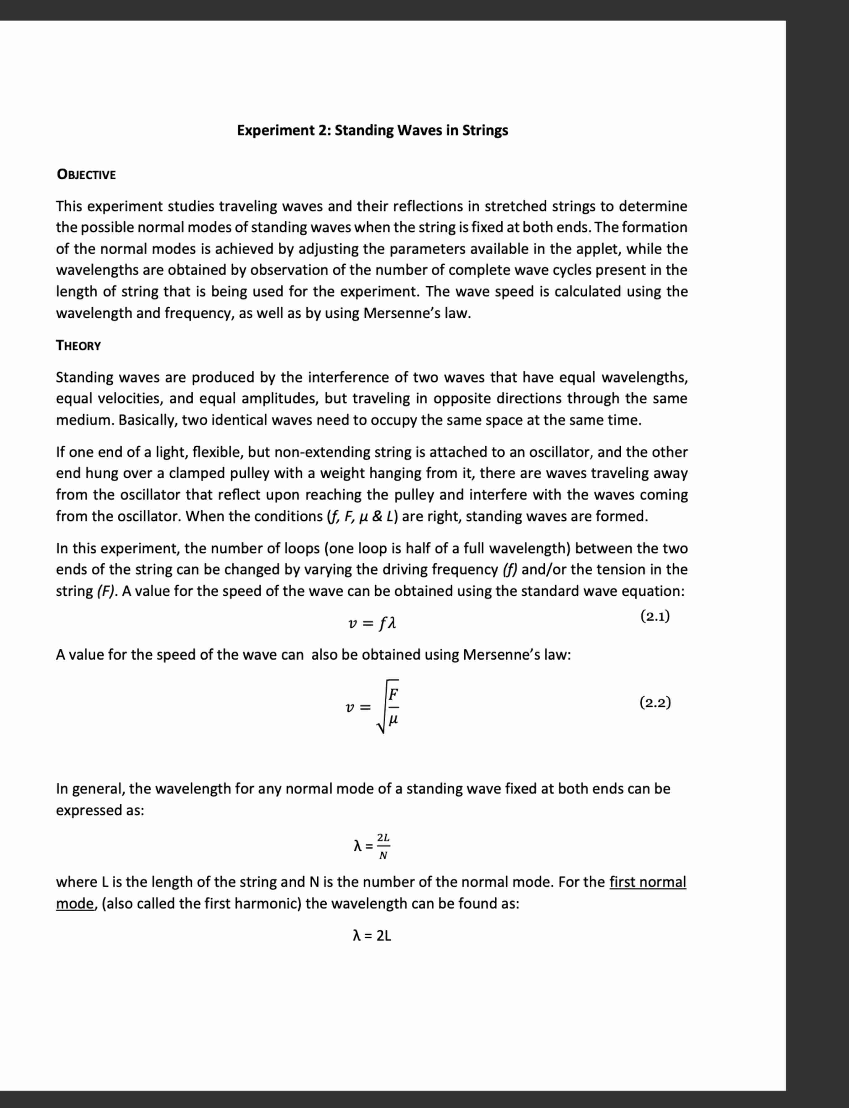 Solved Experiment 2: Standing Waves in StringsObjectiveThis | Chegg.com