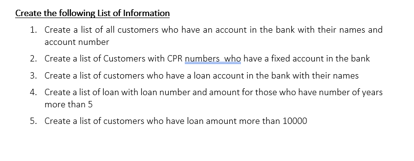Solved INSTRUCTIONS: Create a database by the name Bank. | Chegg.com