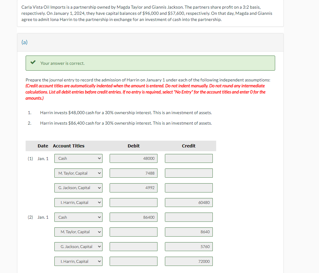 Solved Carla Vista Oil Imports is a partnership owned by | Chegg.com