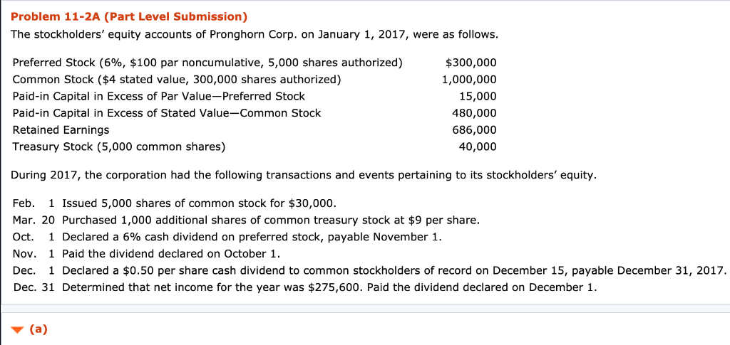 Solved Problem 11-2A (Part Level Submission) The | Chegg.com