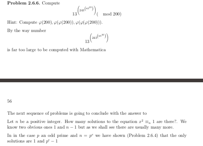 Solved Problem 2.6.6. Compute (mod 200) 13 Hint: Compute | Chegg.com