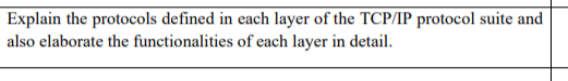 Solved Explain the protocols defined in each layer of the | Chegg.com