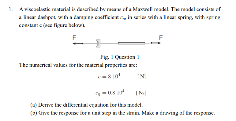 Solved A viscoelastic material is ﻿described by ﻿means of ﻿a | Chegg.com