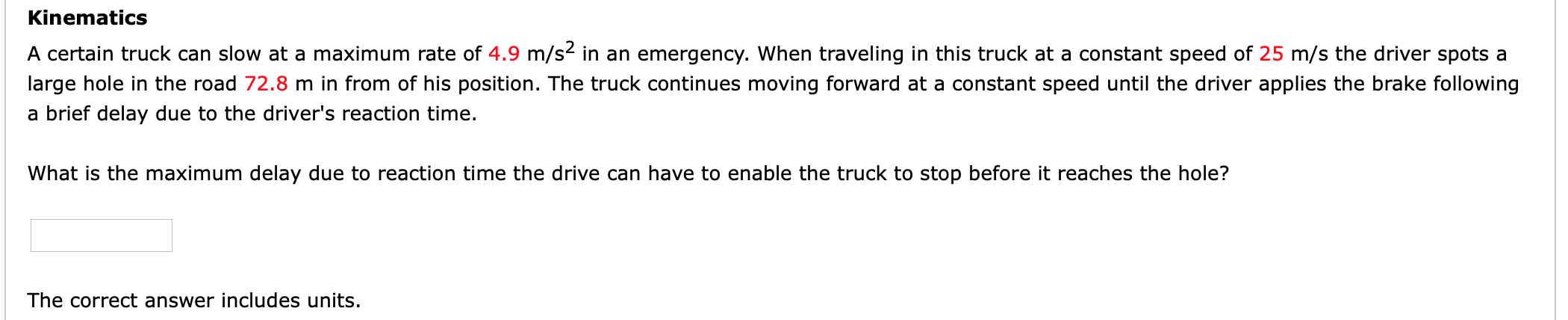 Solved Kinematics: A certain truck can slow at a maximum | Chegg.com