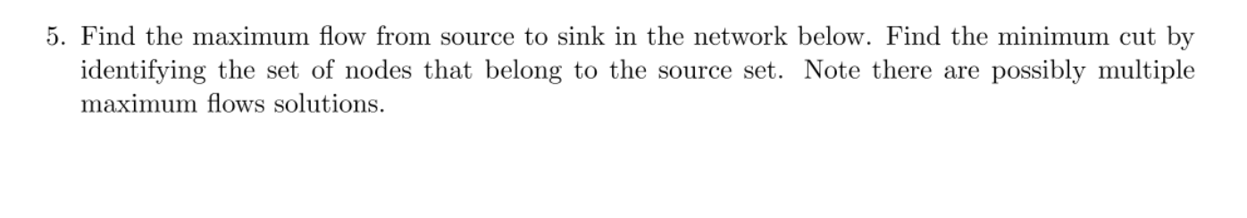Solved 5. Find the maximum flow from source to sink in the | Chegg.com