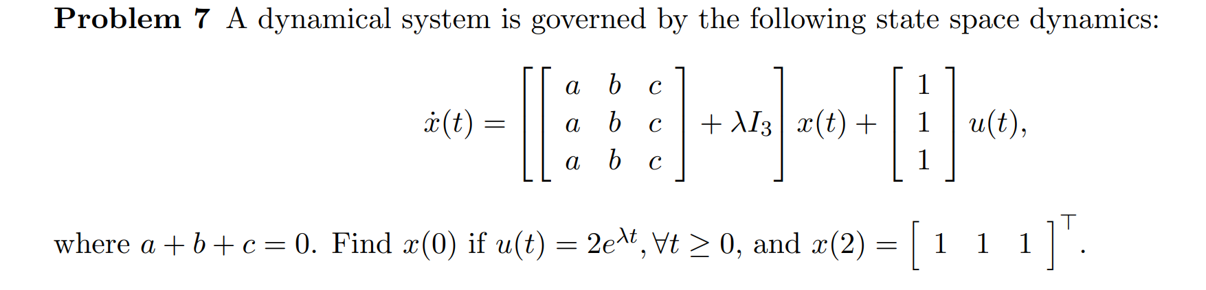 Solved Problem 7 A dynamical system is governed by the | Chegg.com