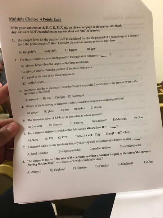 Solved Multiple Choice: 4 Points Each Write your answers as | Chegg.com