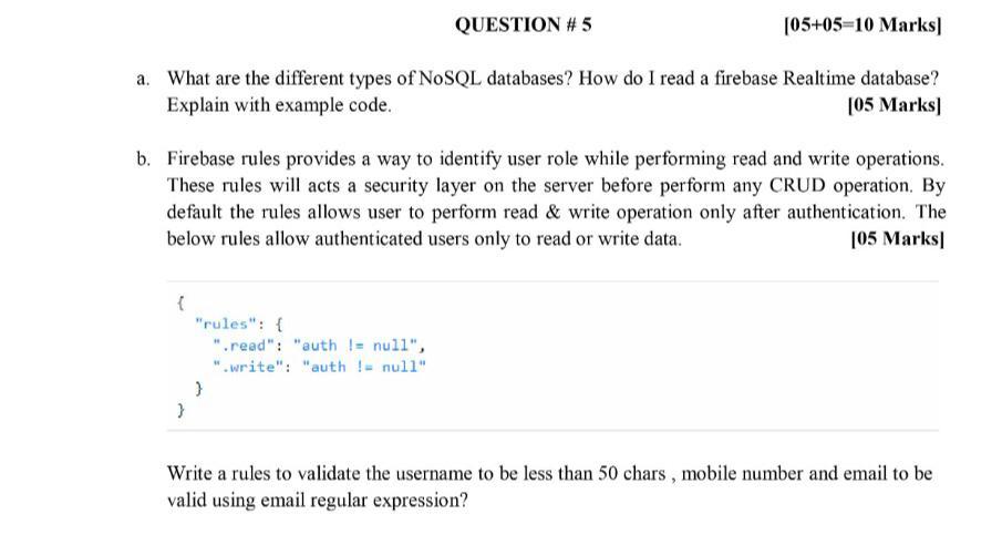 Solved QUESTION # 5 [05+05-10 Marks a. What are the | Chegg.com