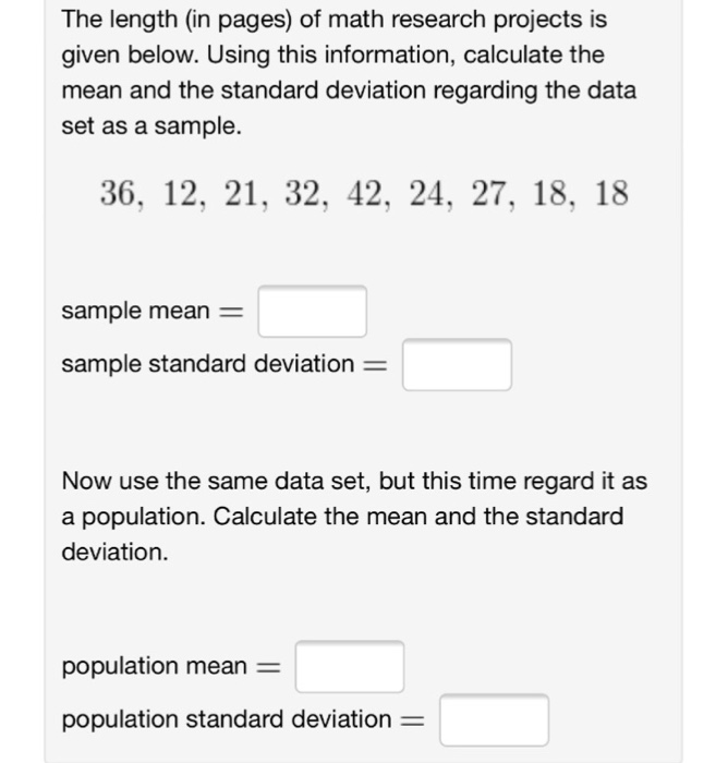 Solved The length (in pages) of math research projects is | Chegg.com