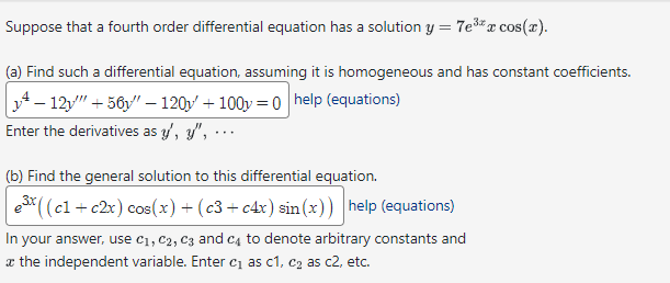 Solved Suppose that a fourth order differential equation has | Chegg.com