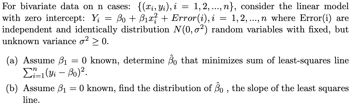 Solved For bivariate data on n cases: {(xi,yi),i=1,2,…,n}, | Chegg.com