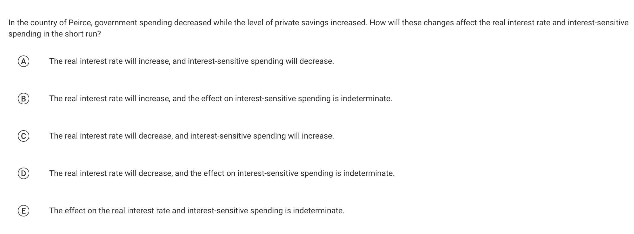 Solved In the country of Peirce, government spending | Chegg.com